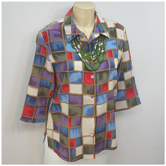 Allison Daley | Tops | Allison Daley Colorful Button Up Top Size 2 ...